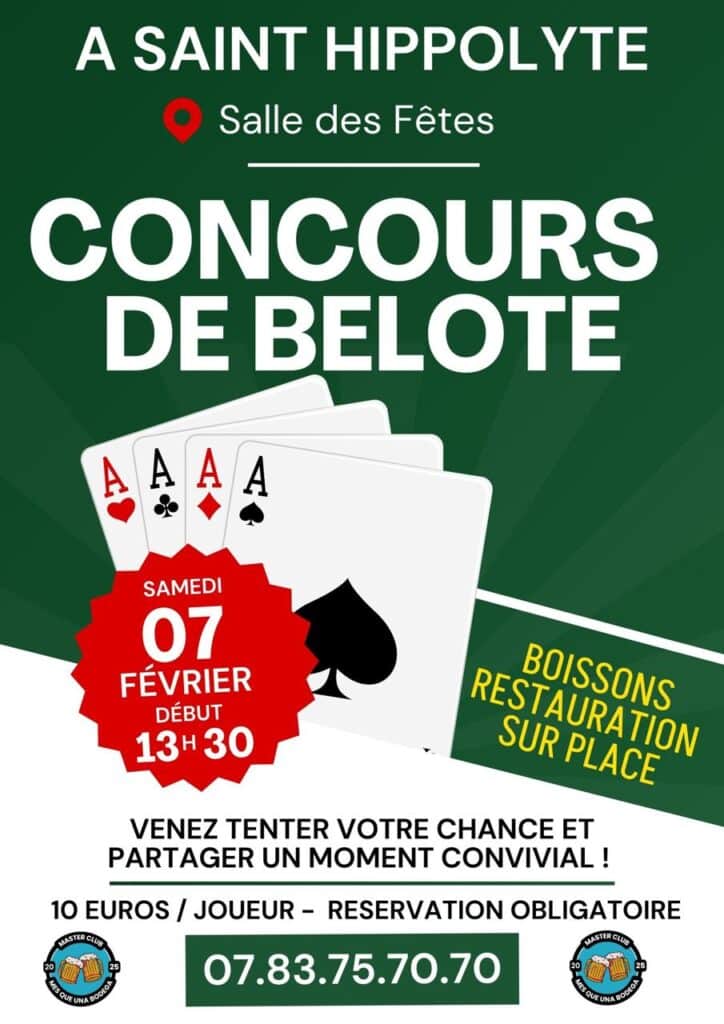 Concours de belote le 7 février 2026 à Saint Hippolyte - Charente ...
